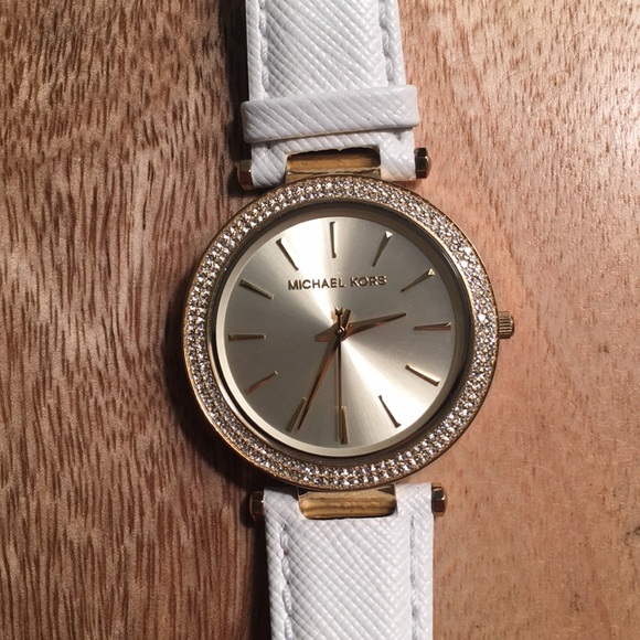 Michael Kors | Accessories | Mk White Band Gold Watch | Poshmark